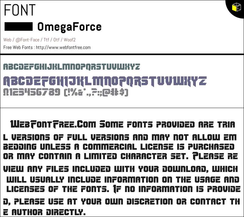 OmegaForce Regular Fonts Downloads - WebFontFree.Com