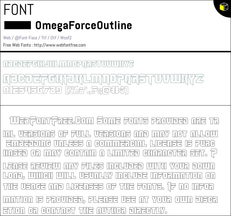 OmegaForce Outline Regular Fonts Downloads - WebFontFree.Com