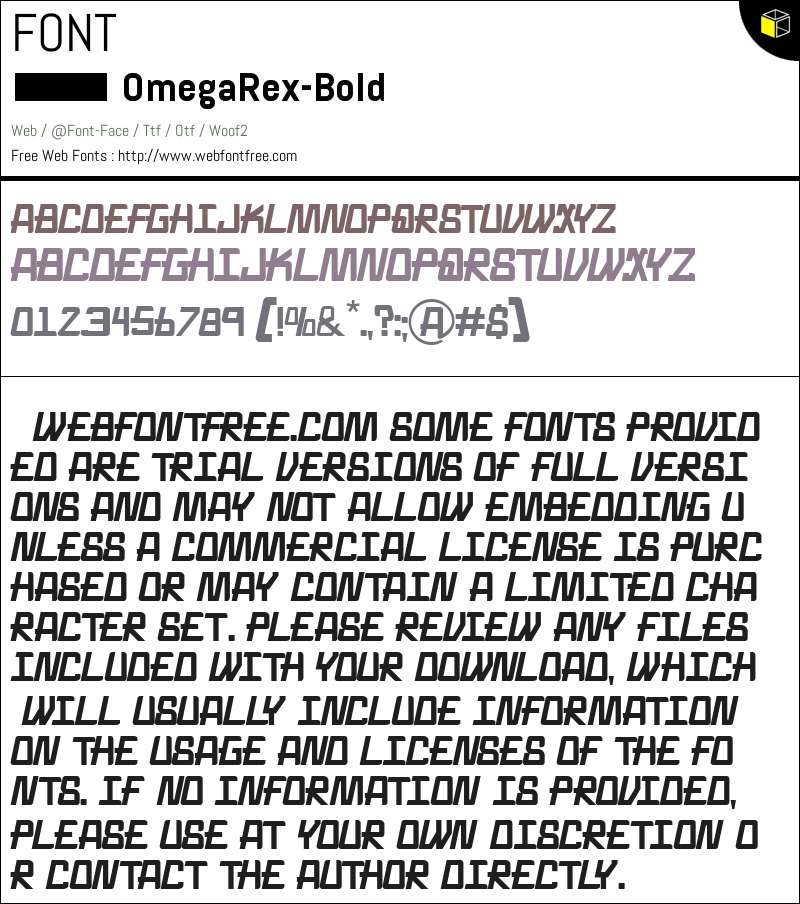 Omega Rex Bold Fonts Downloads - WebFontFree.Com