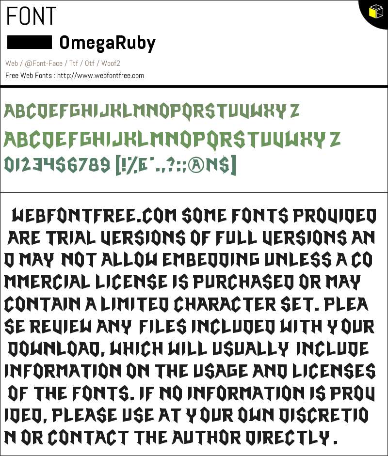 Omega Ruby Fonts Downloads - WebFontFree.Com