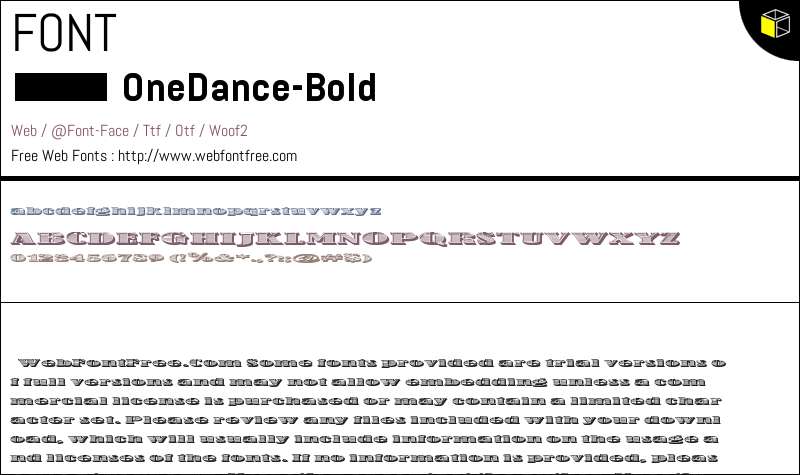 One Dance Bold Fonts Downloads - WebFontFree.Com