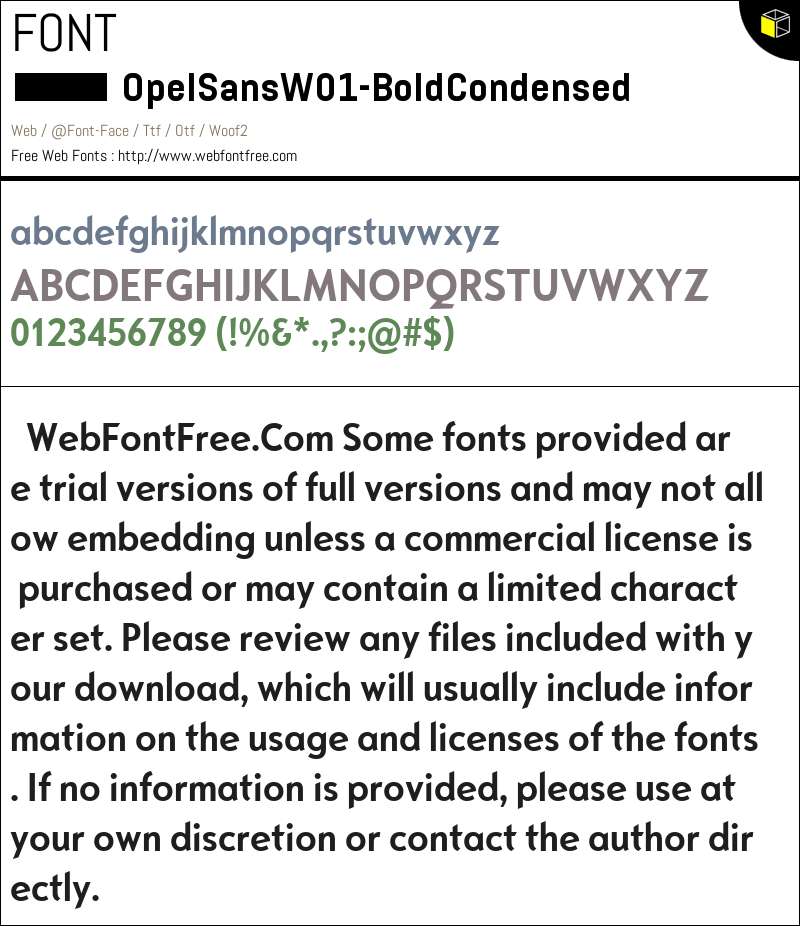 Opel Sans W01 Bold Condensed Fonts Downloads - WebFontFree.Com