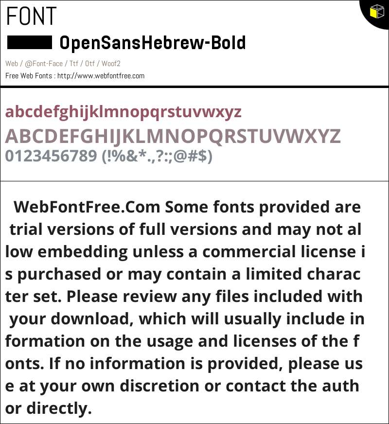 Open Sans Hebrew Bold 字体 下载 - WebFontFree.Com