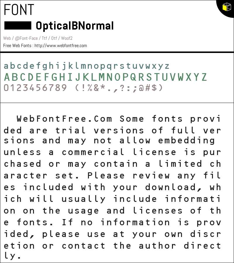 Optical B Normal 字体 下载 - WebFontFree.Com