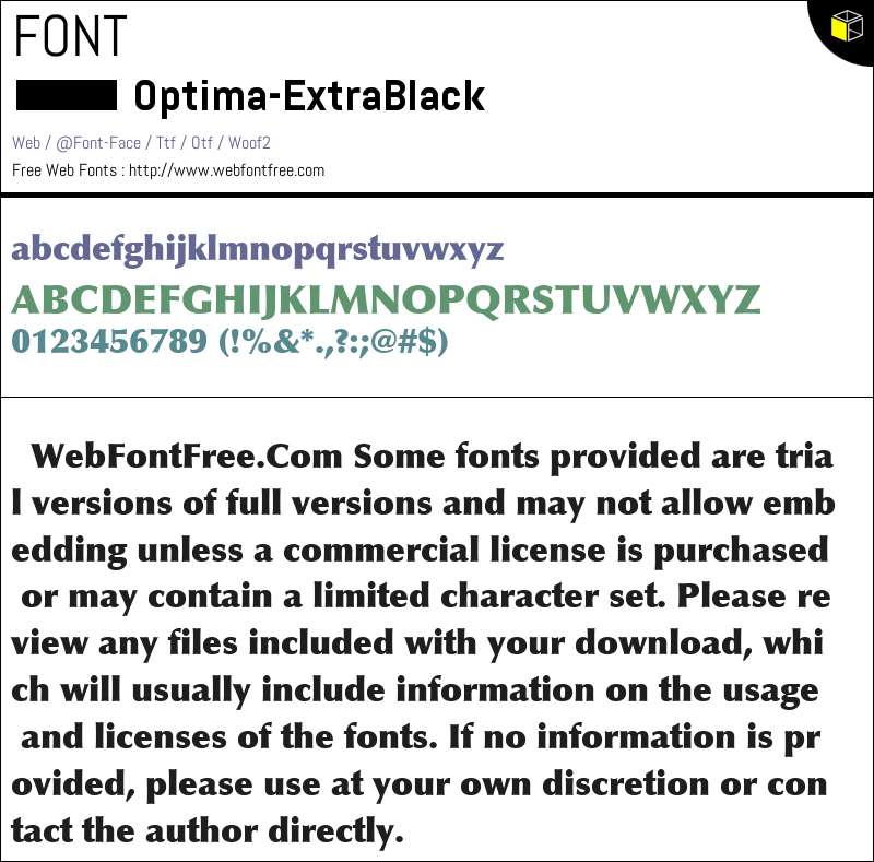 Optima Extra Black 字体 下载 - WebFontFree.Com