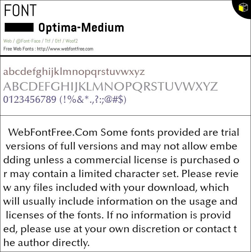 Optima-Medium 字体 下载 - WebFontFree.Com