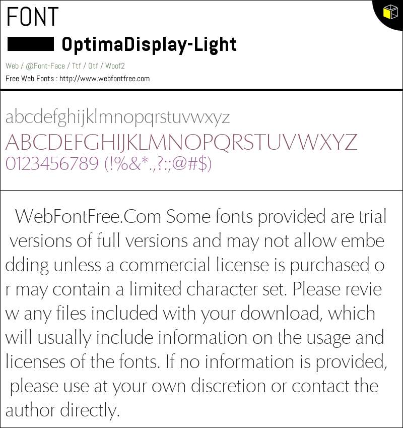 OptimaDisplay Light Fonts Downloads - WebFontFree.Com