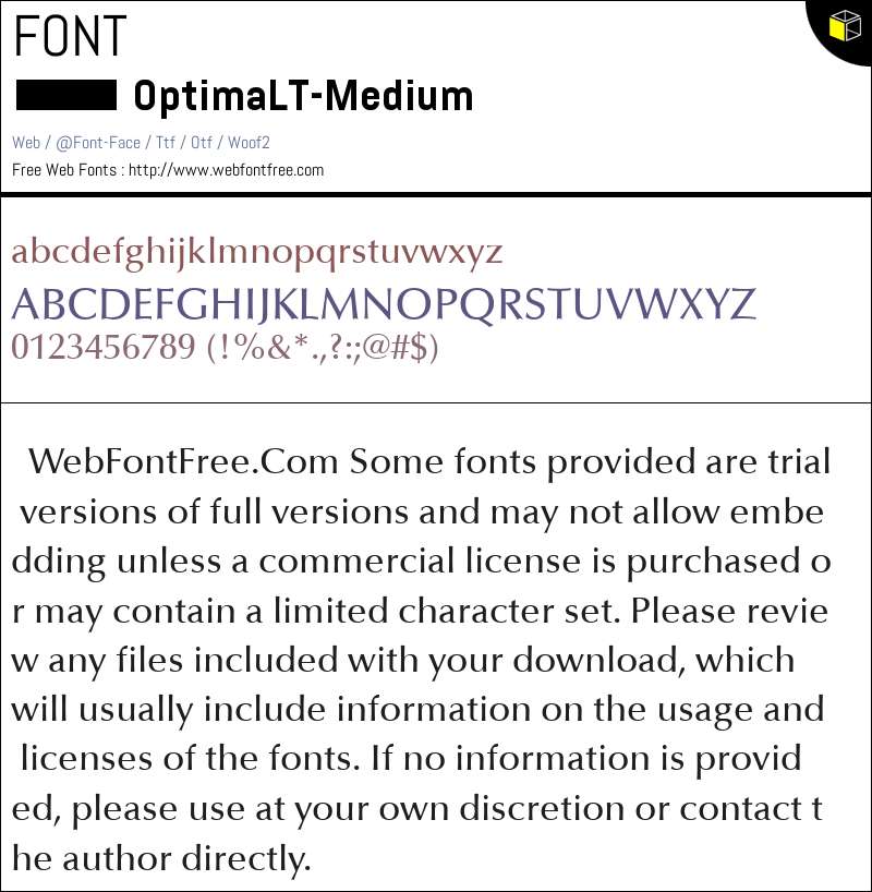 Optima LT Medium 字体 下载 - WebFontFree.Com