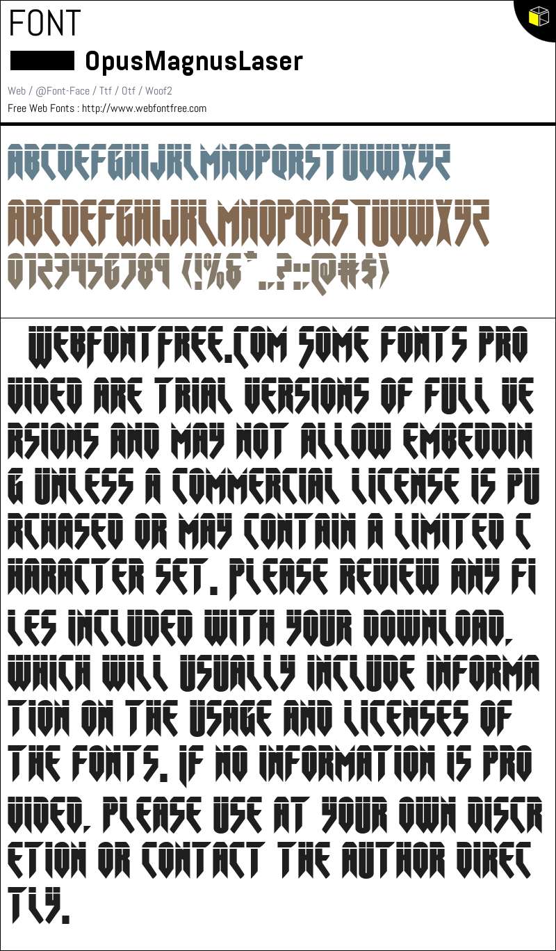 Opus Magnus Laser Regular Fonts Downloads - WebFontFree.Com