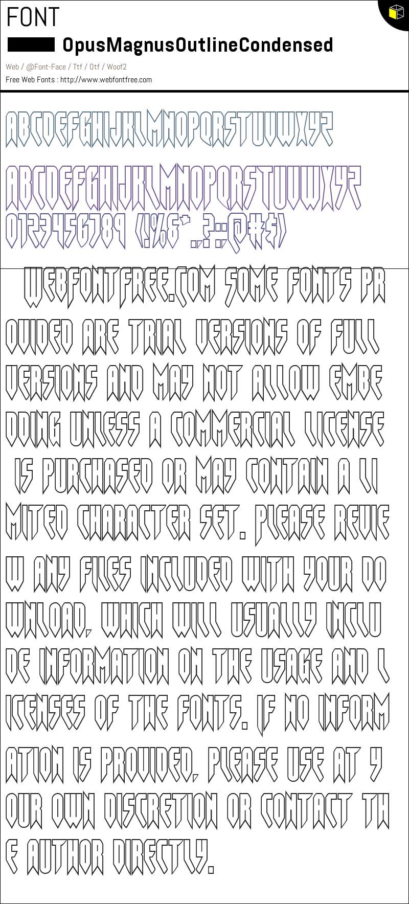 Opus Magnus Outline Condensed Fonts Downloads - WebFontFree.Com