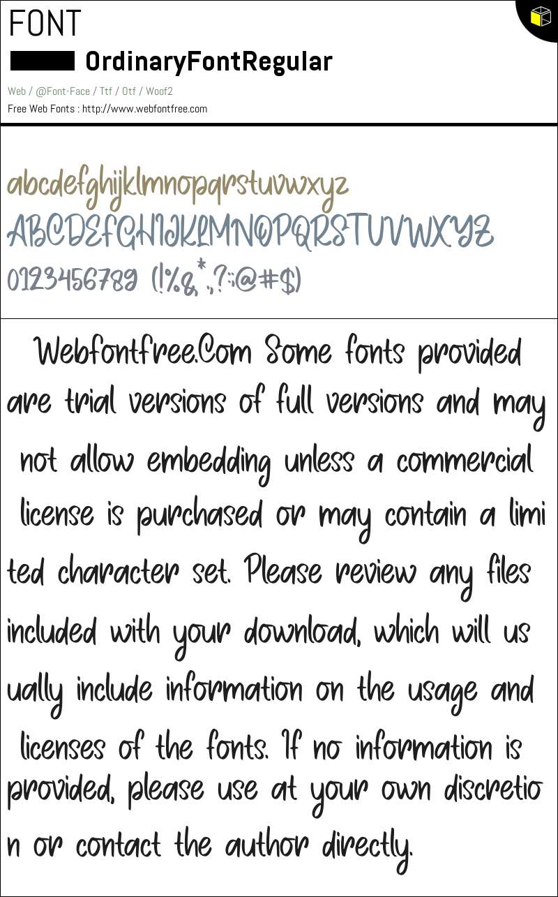 Ordinary Font Fonts Downloads - WebFontFree.Com