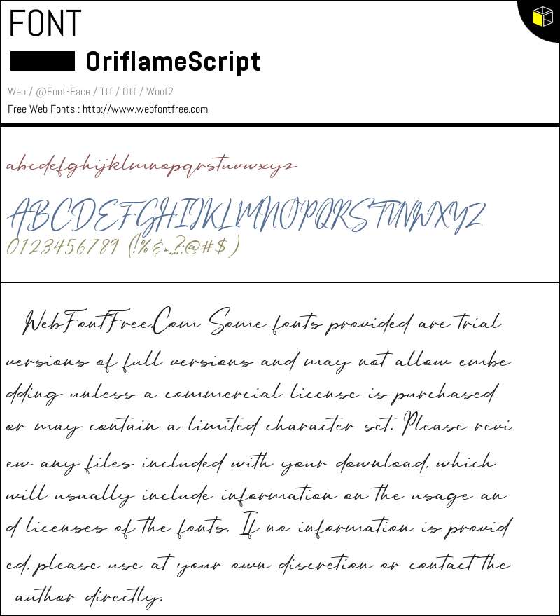 Oriflame Script Fonts Downloads - WebFontFree.Com