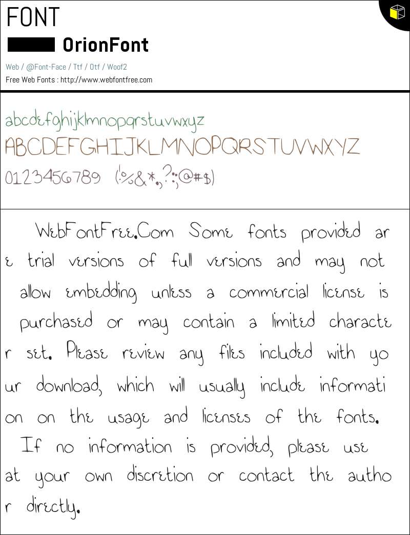 OrionFont Fonts Downloads - WebFontFree.Com