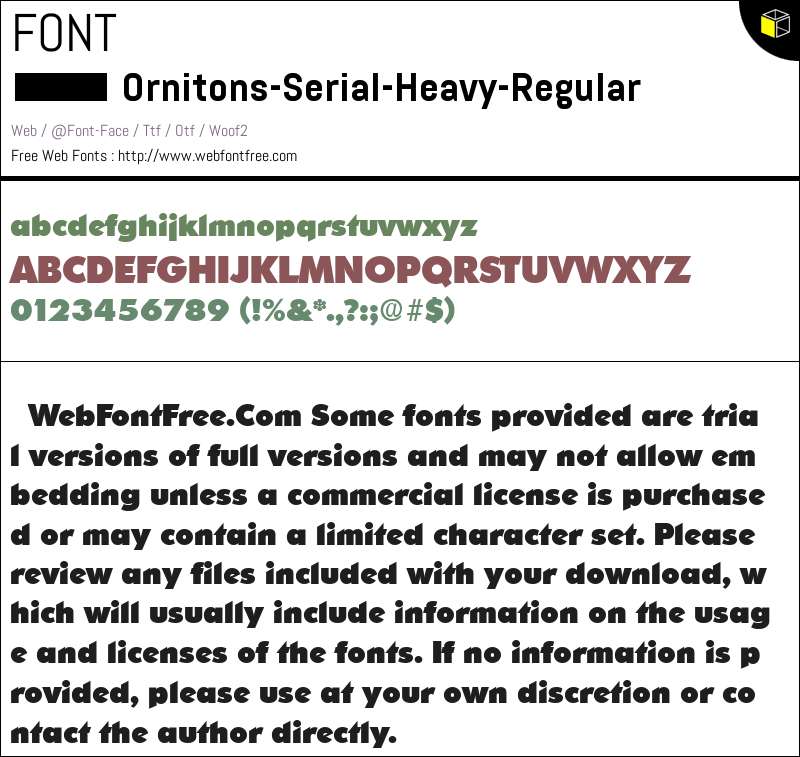 Ornitons-Serial-Heavy-Regular DB Fonts Downloads - WebFontFree.Com