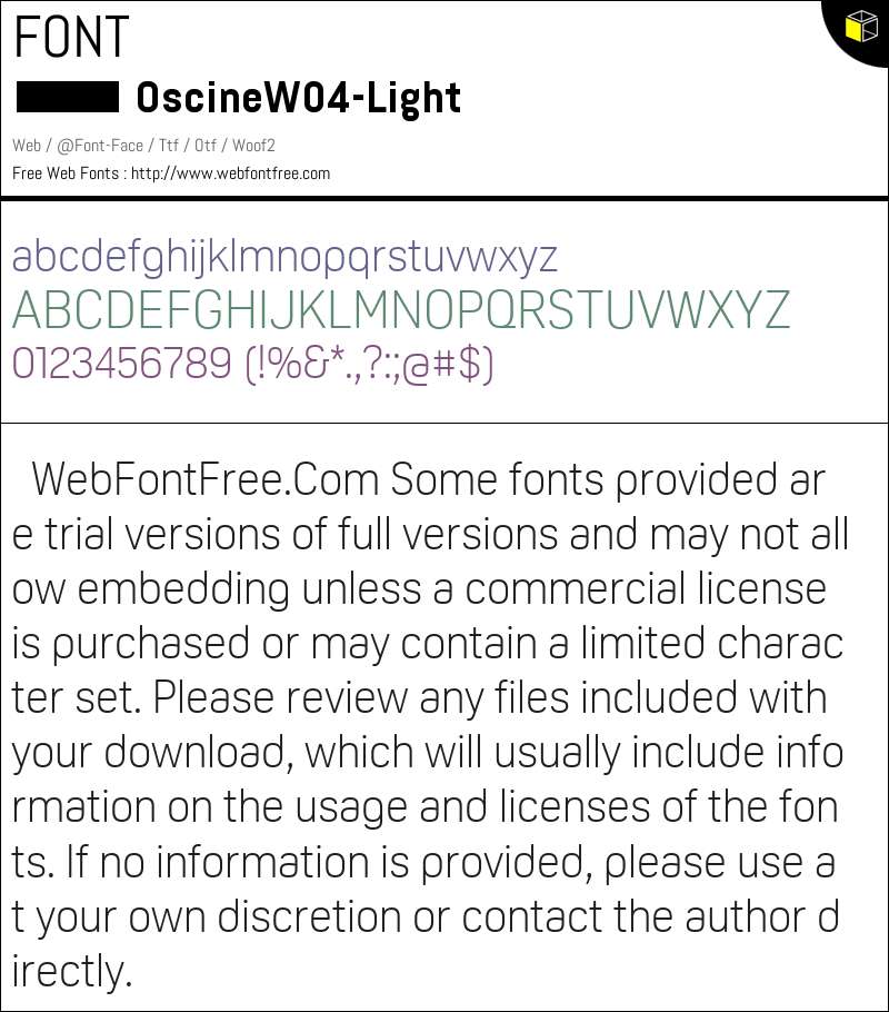 Oscine W04 Light Fonts Downloads - WebFontFree.Com