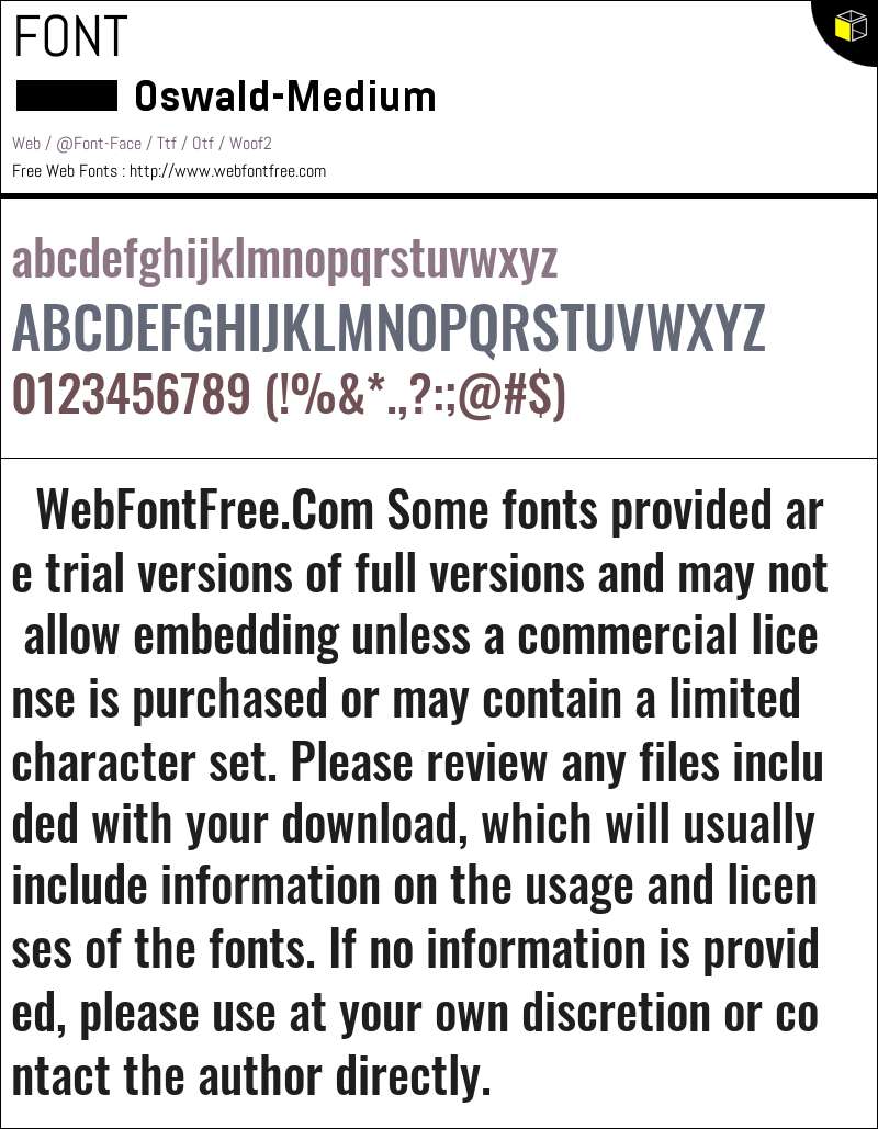 Oswald Medium 字体 下载 - WebFontFree.Com