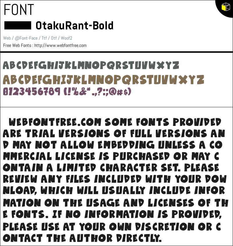 Otaku Rant Bold Fonts Downloads - WebFontFree.Com