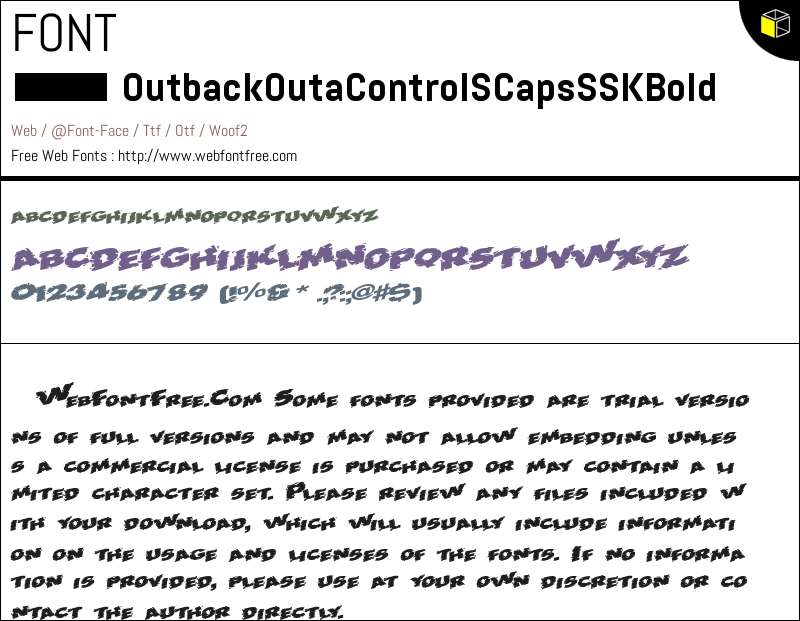 OutbackOutaControlSCapsSSK Bold Fonts Downloads - WebFontFree.Com