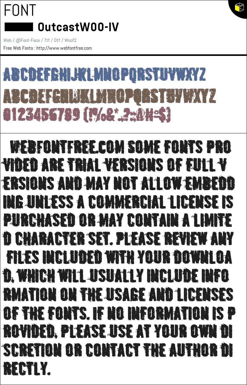 Outcast W00 IV Fonts Downloads - WebFontFree.Com