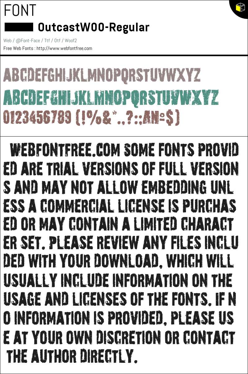 Outcast W00 Regular Fonts Downloads - WebFontFree.Com