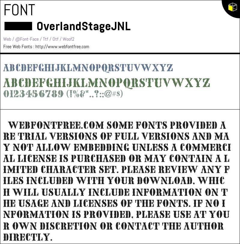 Overland Stage JNL Fonts Downloads - WebFontFree.Com