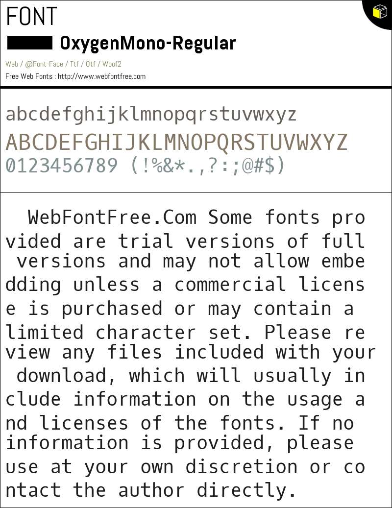 Oxygen Mono Fonts Downloads - WebFontFree.Com