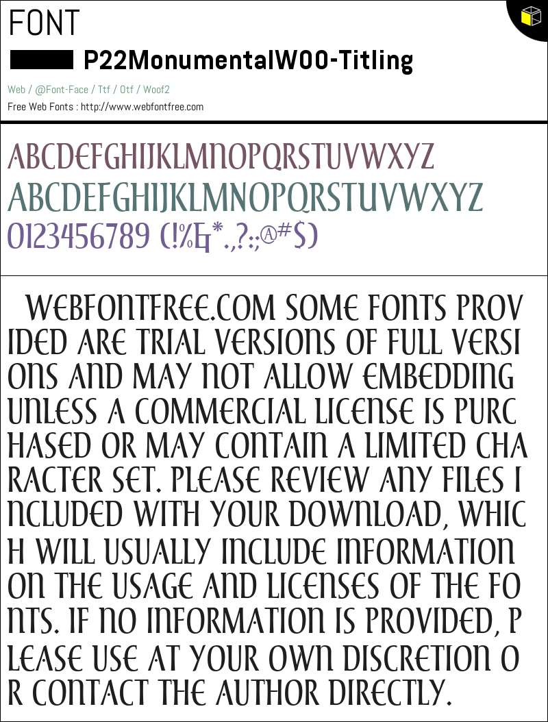 P22Monumental W00 Titling Fonts Downloads - WebFontFree.Com