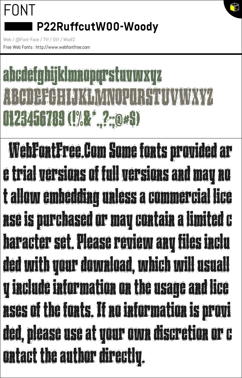 P22 Ruffcut W00 Woody Fonts Downloads - WebFontFree.Com