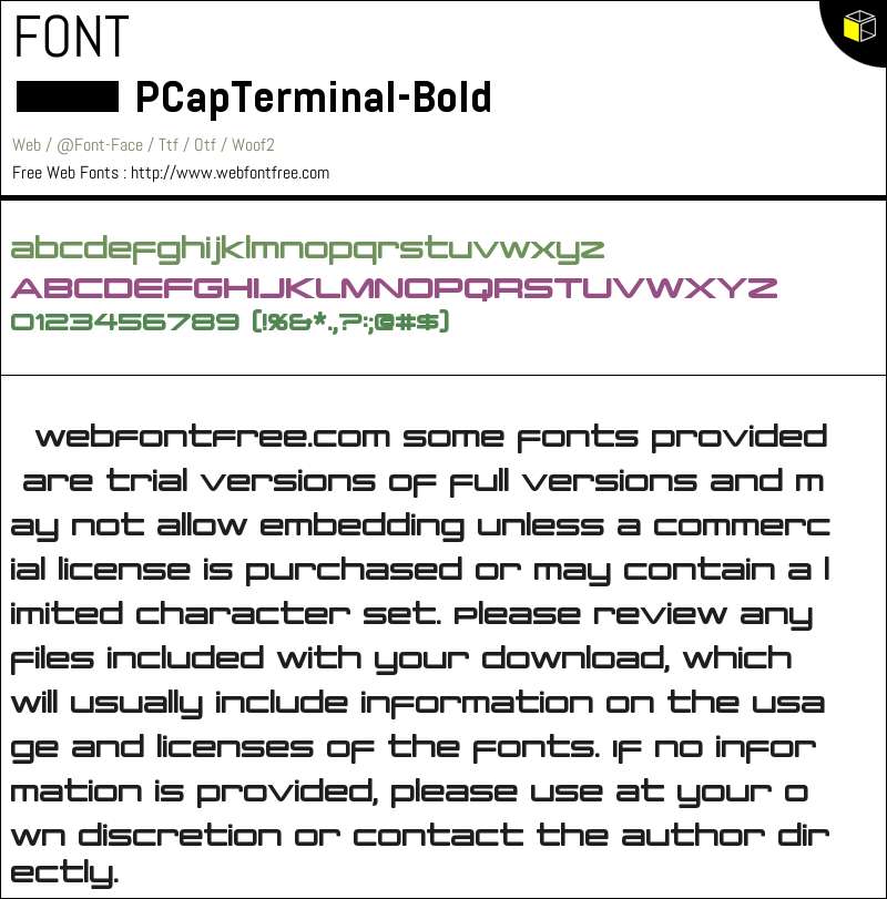 PCap Terminal Bold Fonts Downloads - WebFontFree.Com