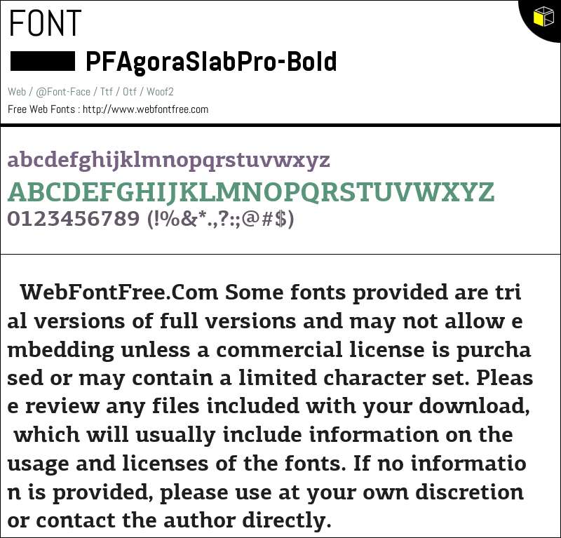 PF Agora Slab Pro Bold Fonts Downloads - WebFontFree.Com