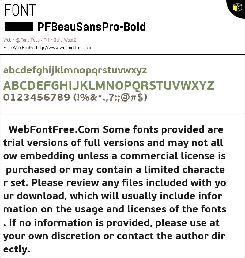 PFBeauSansPro-Bold Fonts Downloads - WebFontFree.Com