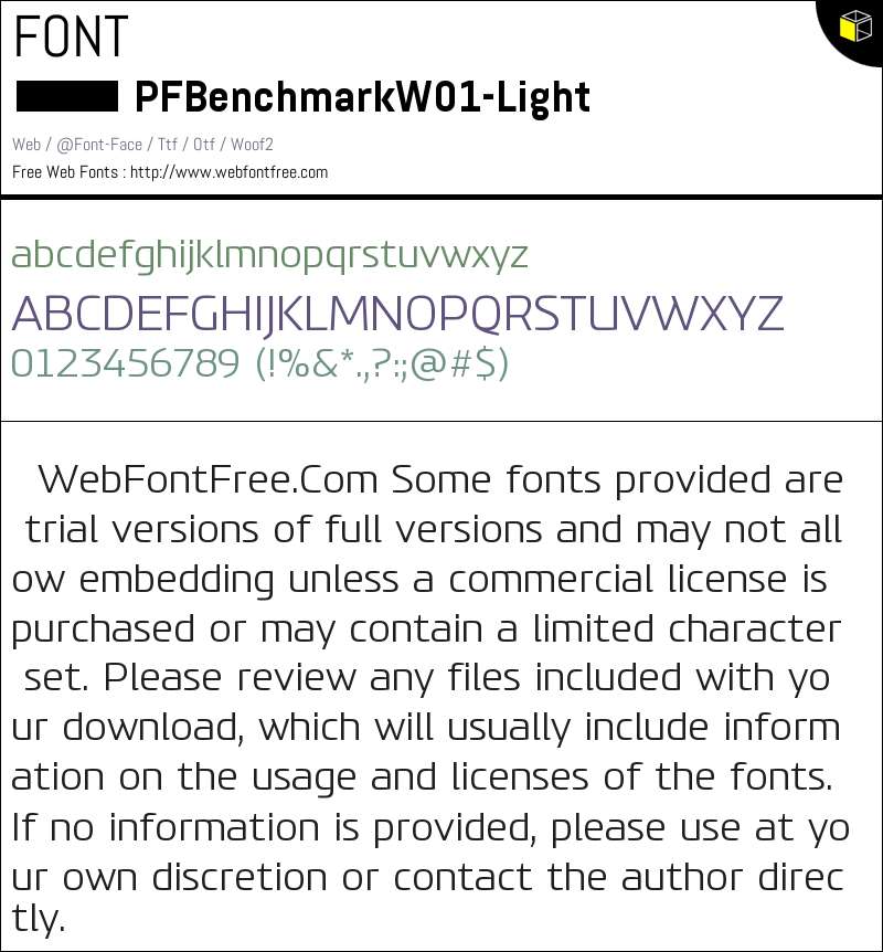 PF Benchmark W01 Light Fonts Downloads - WebFontFree.Com