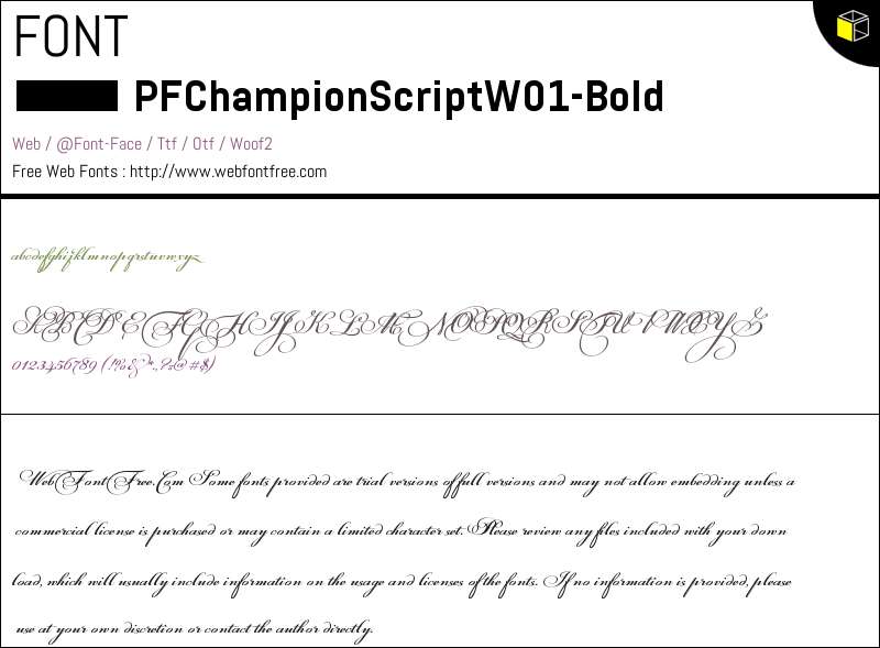 PF Champion Script W01 Bold Fuentes Descargar - WebFontFree.Com