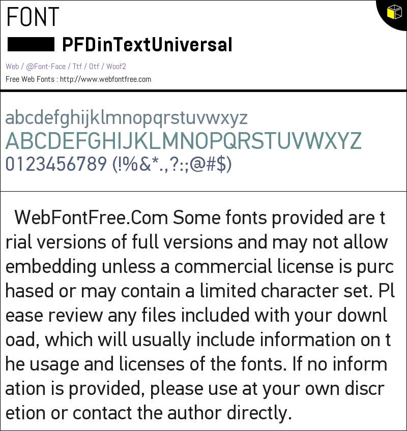 PF Din Text Universal Fonts Downloads - WebFontFree.Com