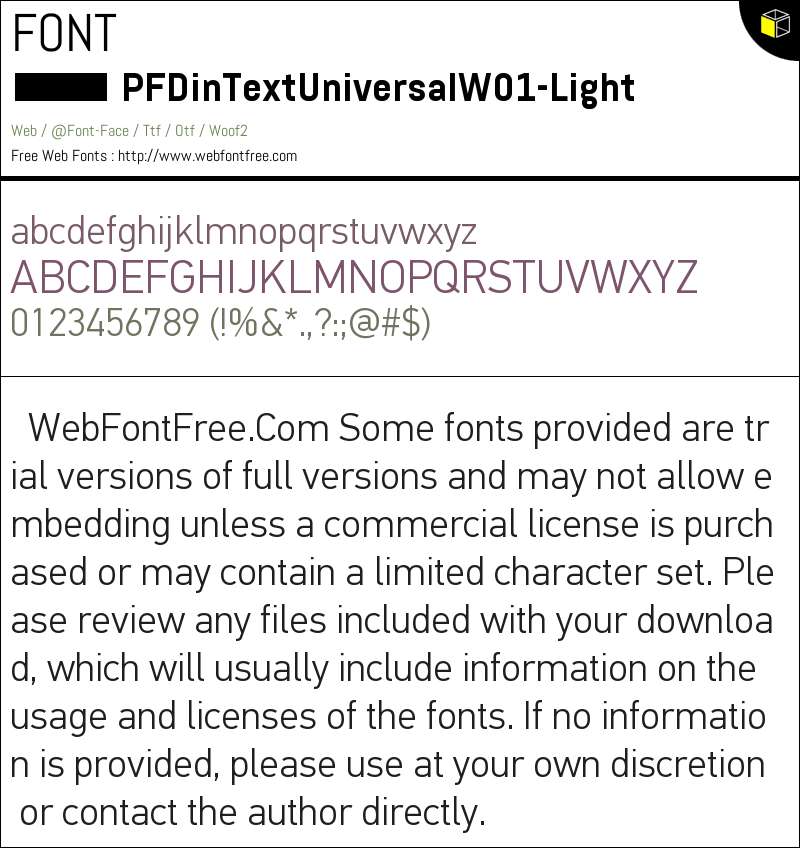 PF DinText Universal W01 Light Fonts Downloads - WebFontFree.Com