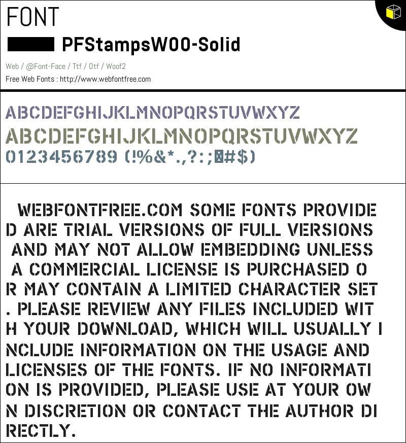 PF Stamps W00 Solid Fonts Downloads - WebFontFree.Com