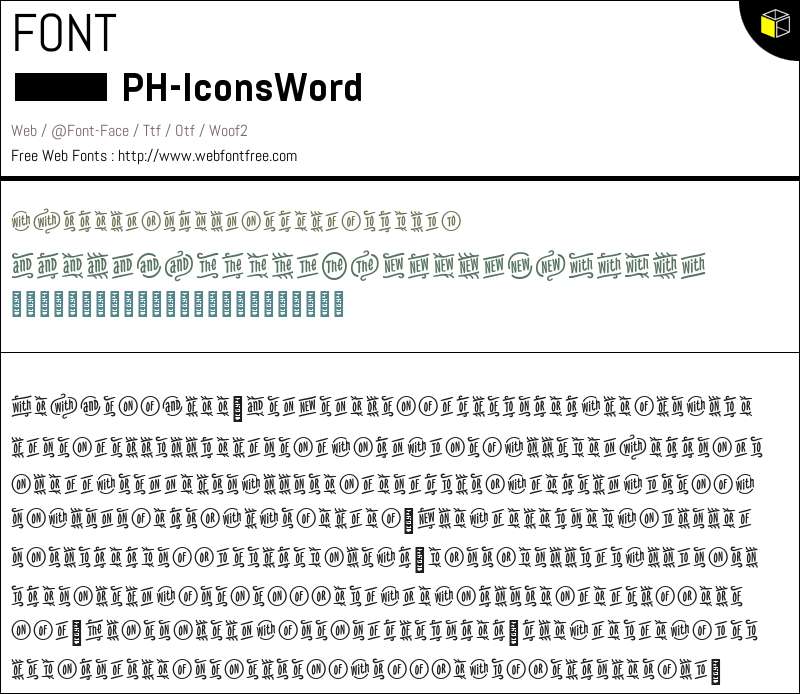 PH Icons Word Fonts Downloads - WebFontFree.Com