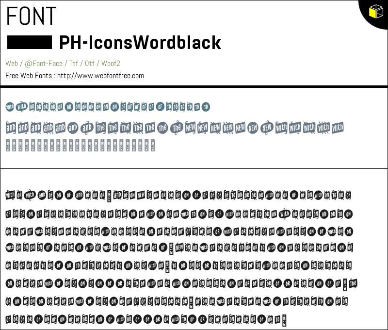 PH Icons Word black Fonts Downloads - WebFontFree.Com