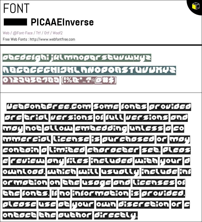 PICAAE-Inverse Fonts Downloads - WebFontFree.Com