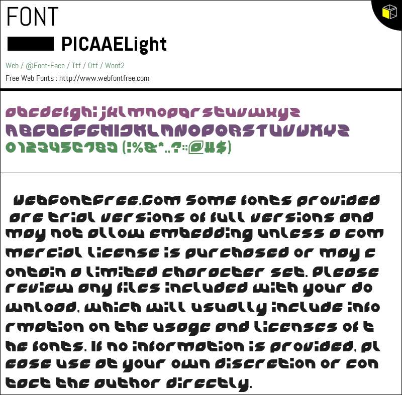 PICAAE-Light Fonts Downloads - WebFontFree.Com