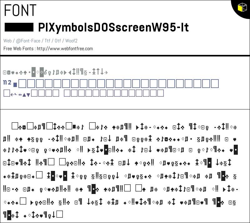 PIXymbols DOSscreen W95 It Fonts Downloads - WebFontFree.Com