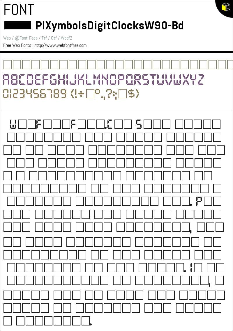 PIXymbols Digit Clocks W90 Bd 字体 下载 - WebFontFree.Com