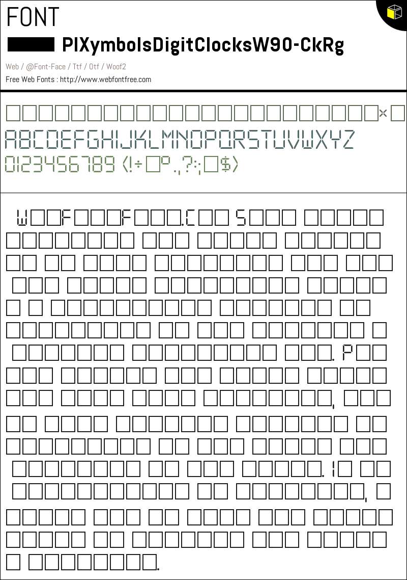 PIXymbols Digit Clocks W90 CkRg Fonts Downloads - WebFontFree.Com