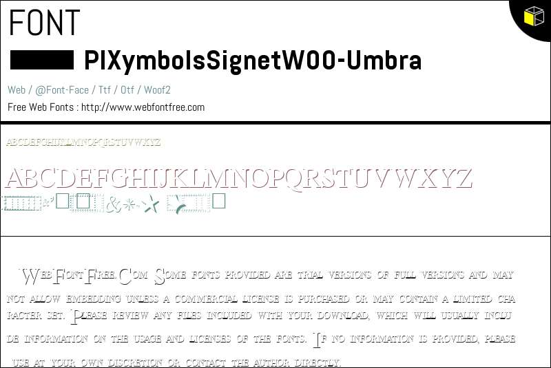 PIXymbols Signet W00 Umbra Fonts Downloads - WebFontFree.Com