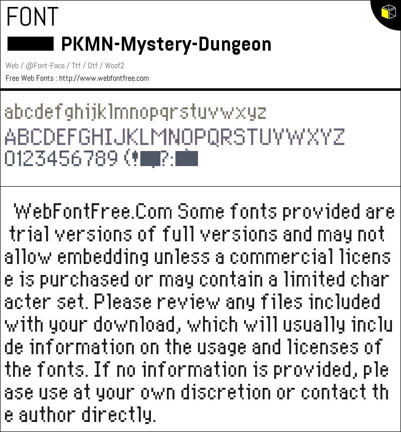 PKMN Mystery Dungeon Regular Fonts Downloads - WebFontFree.Com