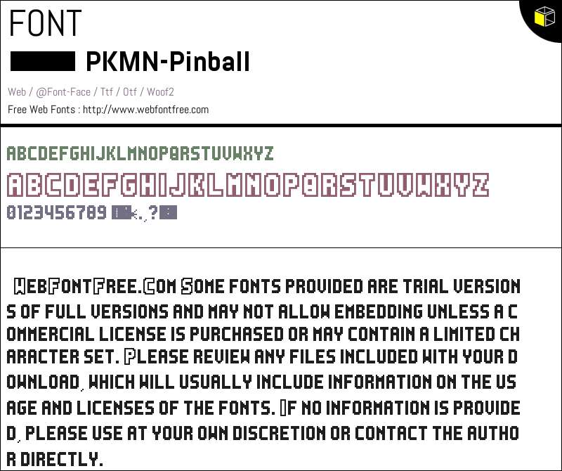 PKMN Pinball Regular Fonts Downloads - WebFontFree.Com
