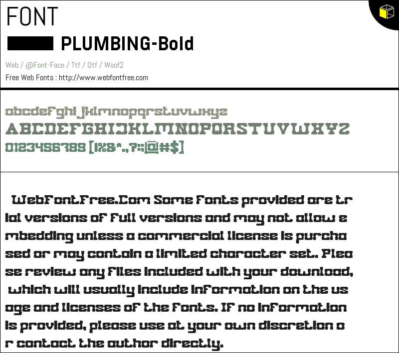 PLUMBING Bold Fonts Downloads - WebFontFree.Com