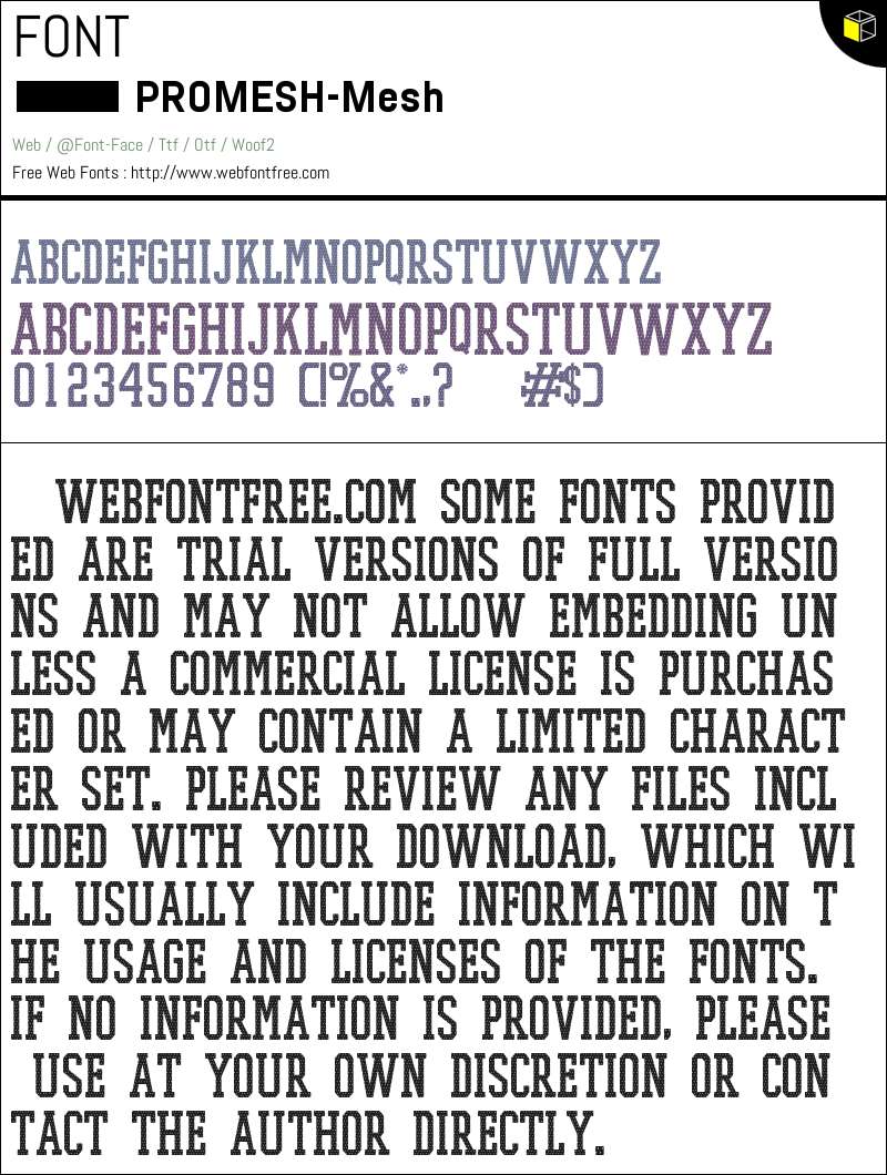 PROMESH Mesh Fonts Downloads - WebFontFree.Com
