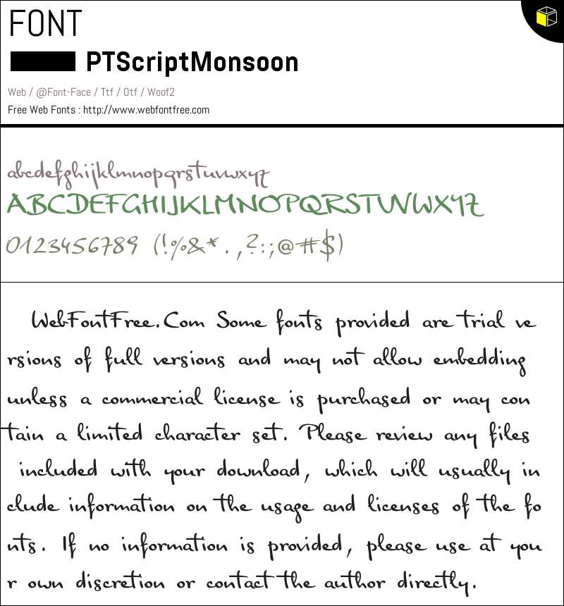 PT Script Monsoon Fonts Downloads - WebFontFree.Com