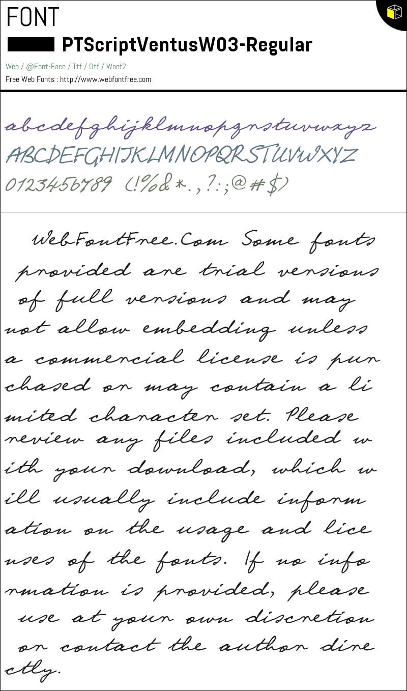 PT Script Ventus W03 Regular Fonts Downloads - WebFontFree.Com